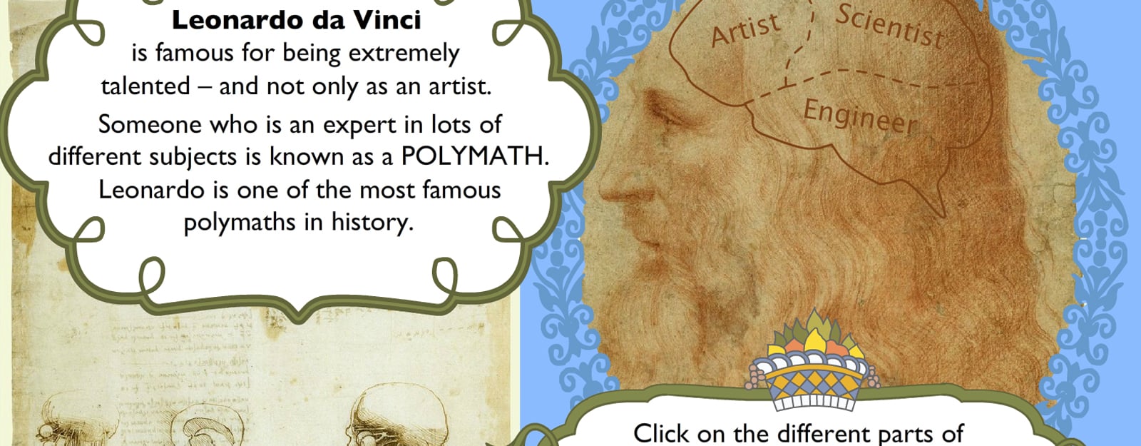 Inside the amazing mind of Leonardo da Vinci: children's activity